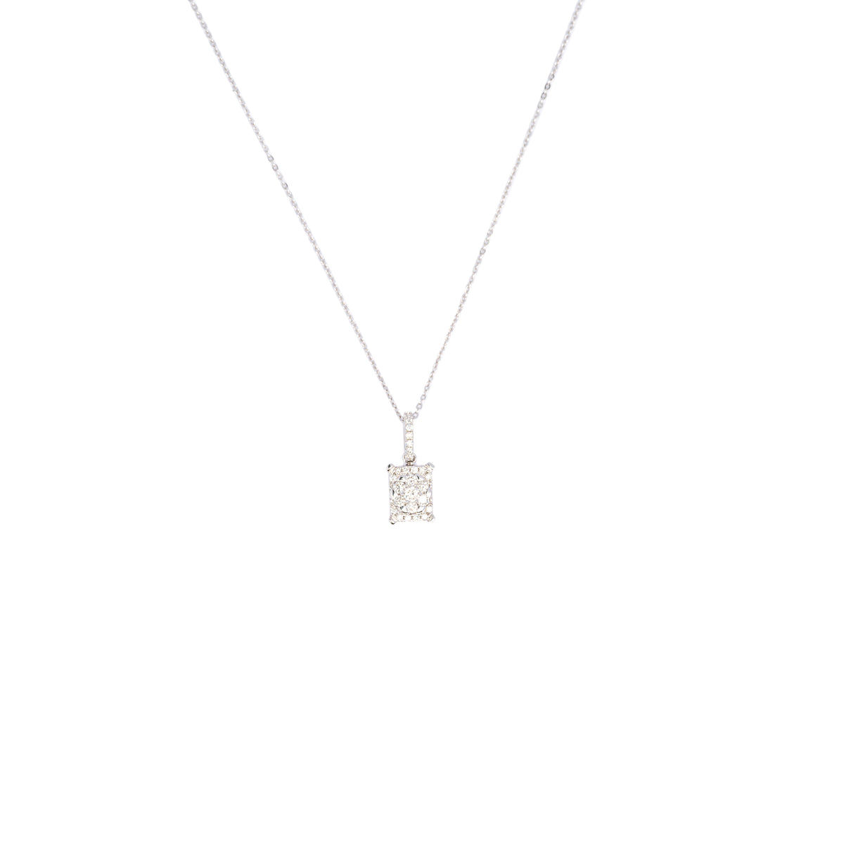 14k Gold Center Flower Clustered Square Diamond Necklace – Artwell&Co